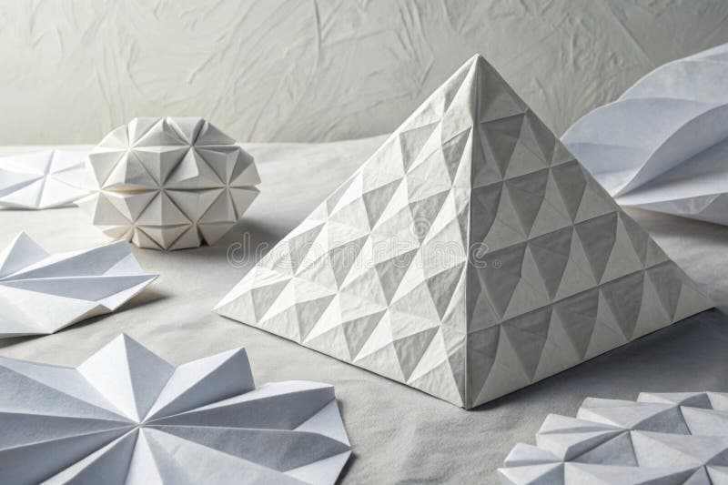 Artistic Composition of Folded and Crumpled Paper in Geometric Shapes ...