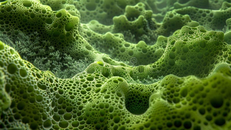 Artistic Composition with Green Microscopic Organisms Representing ...