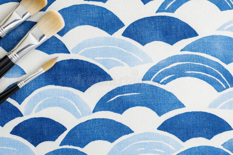 Artistic Composition of Hand-painted Japanese Wave Patterns on Rice ...