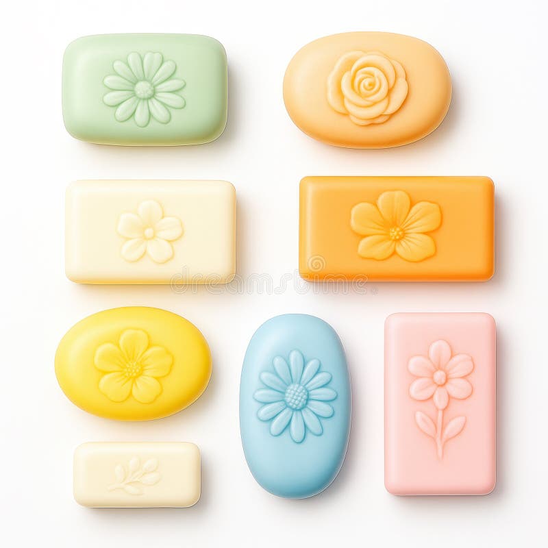 Artistic Composition of Handmade Bath Soaps with Delicate Shapes. Stock ...