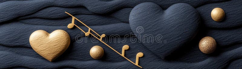Artistic Composition of Hearts and Musical Notes with Textured ...