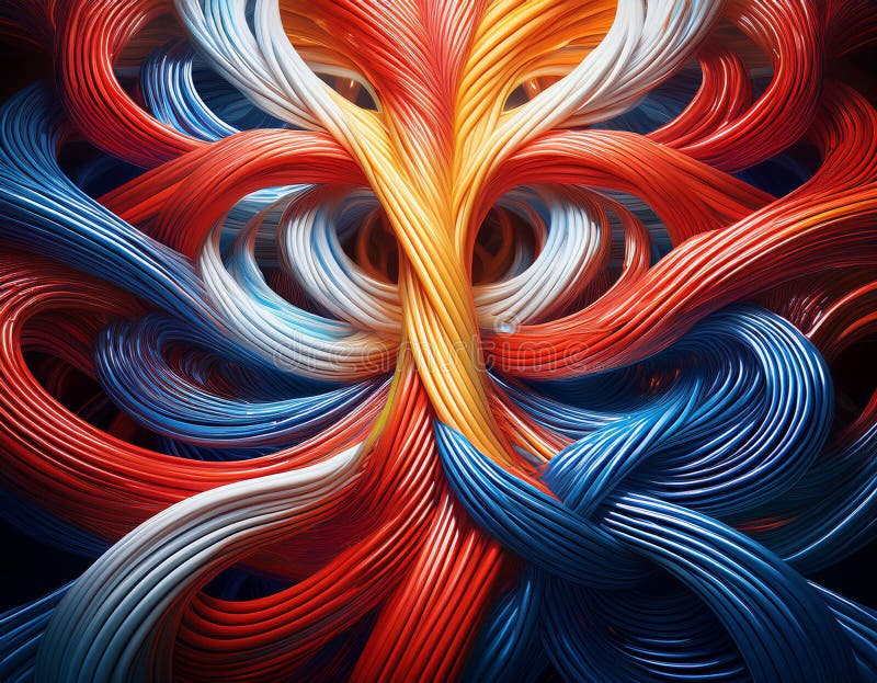 An Artistic Composition of Intertwined Wires Colored in Red, White, and ...