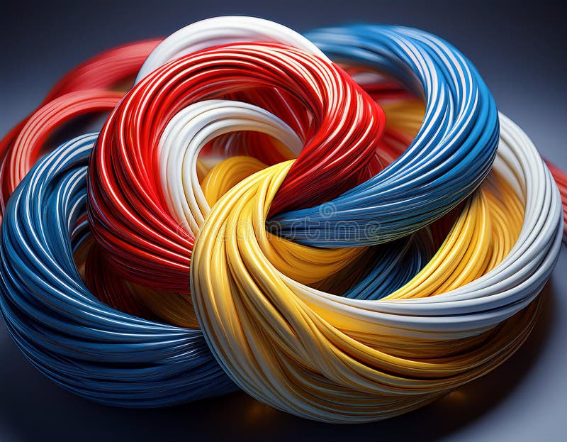 An Artistic Composition of Intertwined Wires Colored in Red, White, and ...