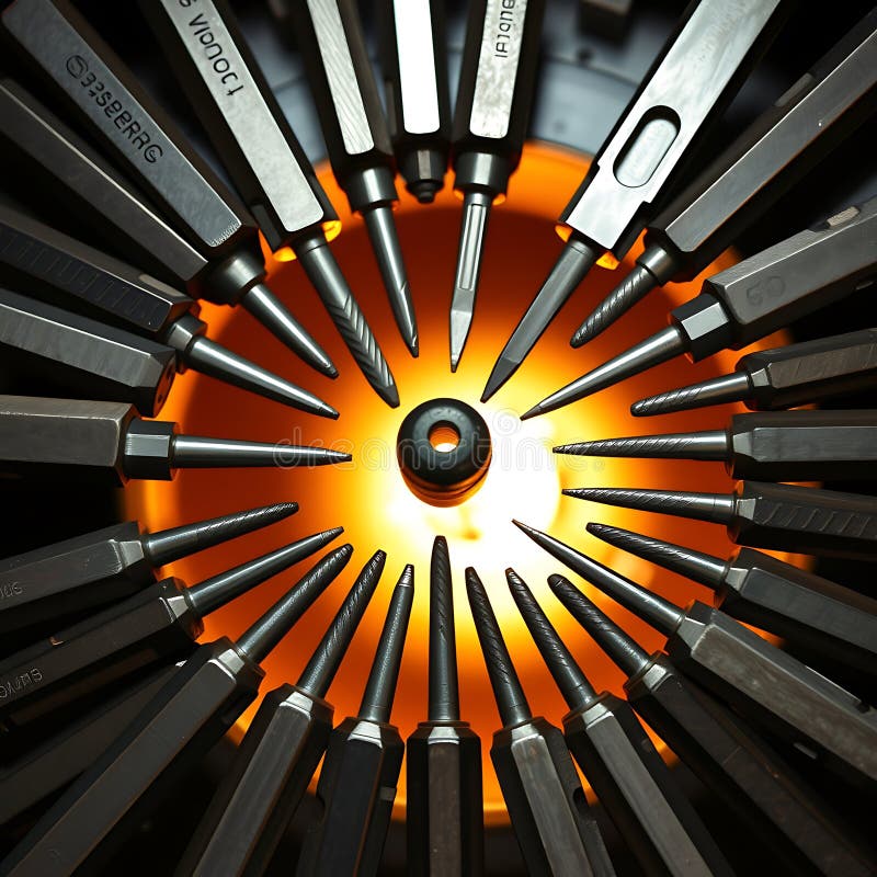 Artistic Composition of Lathe Cutting Tools Arranged in a Radial ...