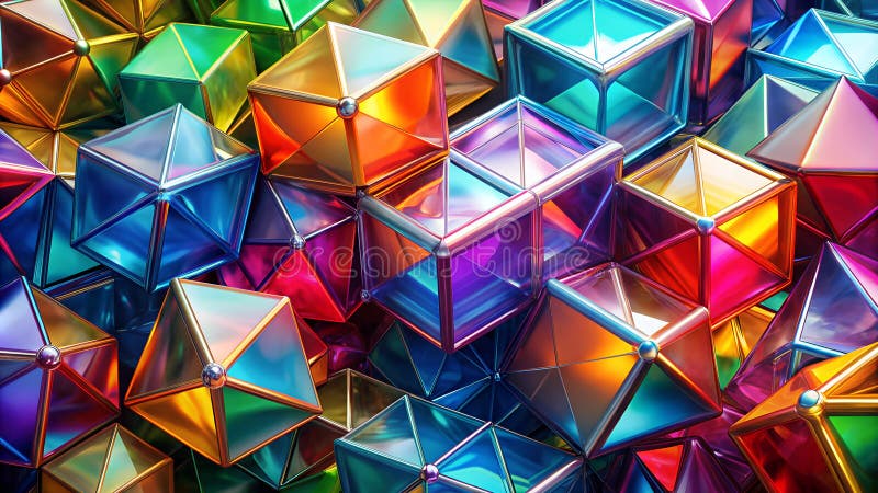 Artistic Composition of Multi-colored Shiny Geometric Shapes ...