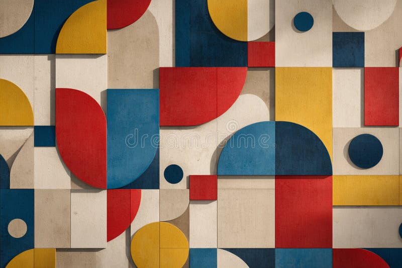 Exploring Geometric Shapes with Bold Red and Blue Patterns in Vibrant ...