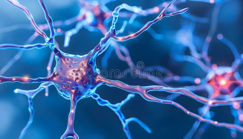 Artistic Depiction of Nerve Cells in Human Body on Electric Blue ...