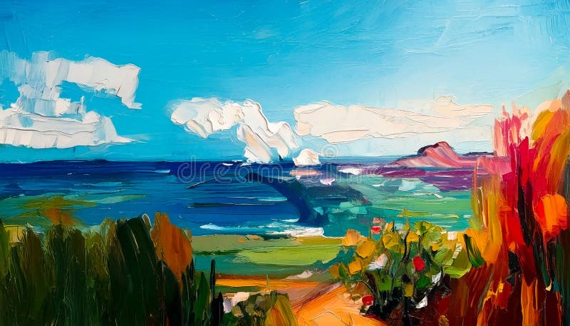 An Artistic Concept Image of an Abstract Seaside Landscape Stock ...