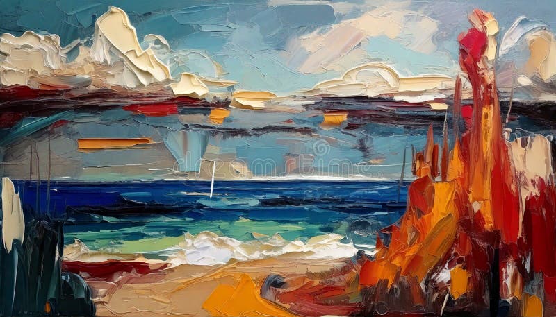 An Artistic Concept Image of an Abstract Seaside Landscape Stock ...