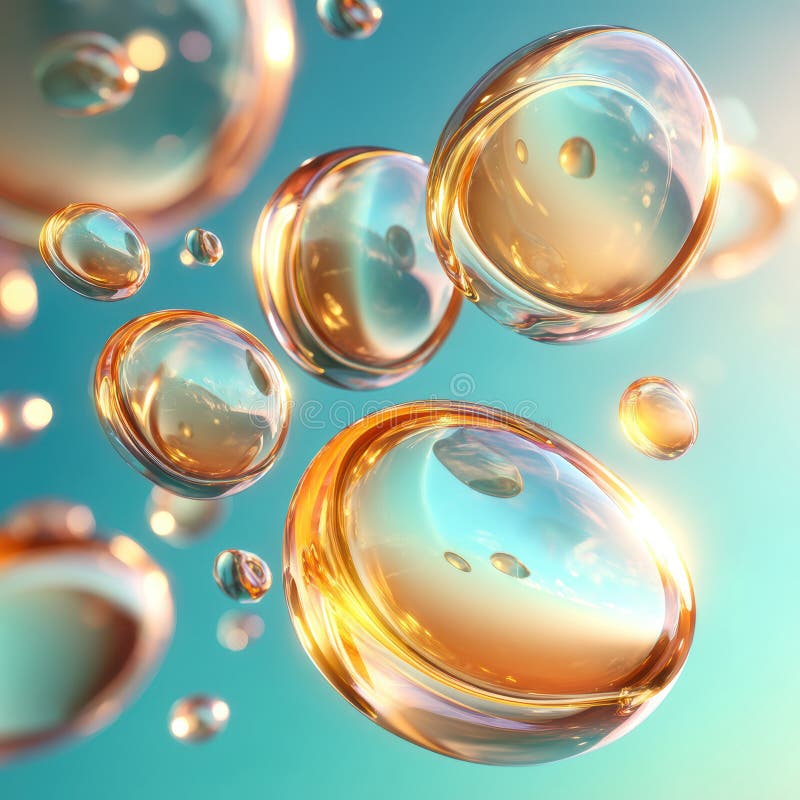 Artistic Concept Image with Numerous Glowing Bubbles Against a Color ...