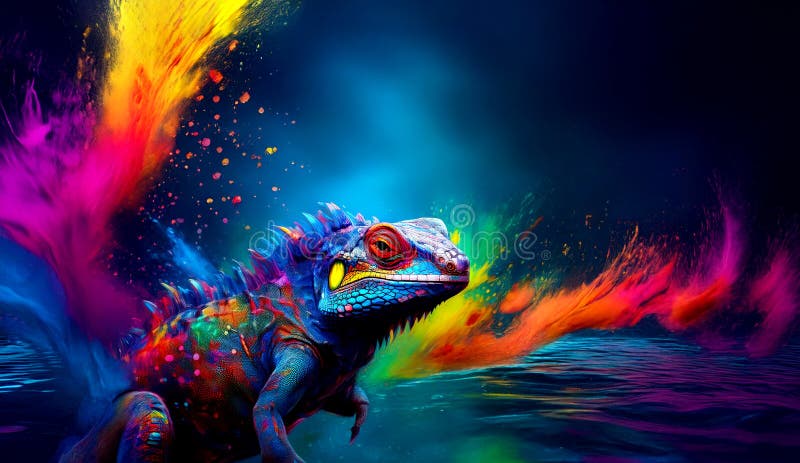 An Artistic Concept Sketch of a Colourful Lizard Stock Illustration ...
