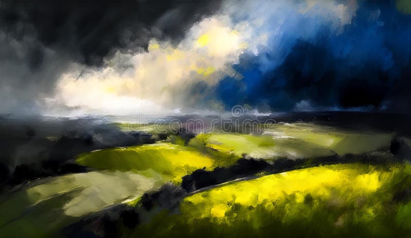 An Artistic Concept Sketch of a Storm Landscape in an Abstract Painting ...