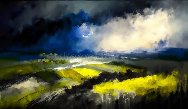 An Artistic Concept Sketch of a Storm Landscape in an Abstract Painting ...