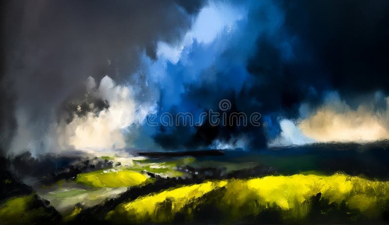 An Artistic Concept Sketch of a Storm Landscape in an Abstract Painting ...