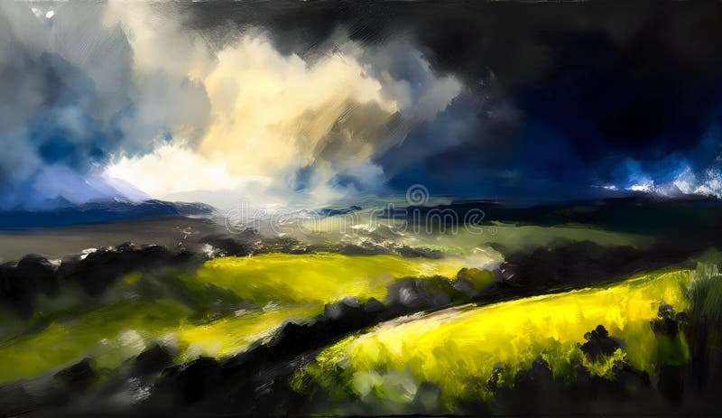An Artistic Concept Sketch of a Storm Landscape in an Abstract Painting ...