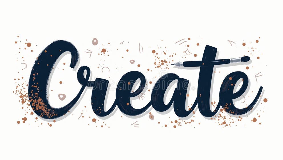 Artistic Create Word in Script with Paintbrush and Palette Doodles ...