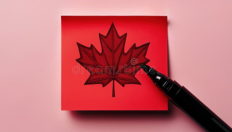 Creating Artistic Illustrations on Red Sticky Note with Black Pen ...