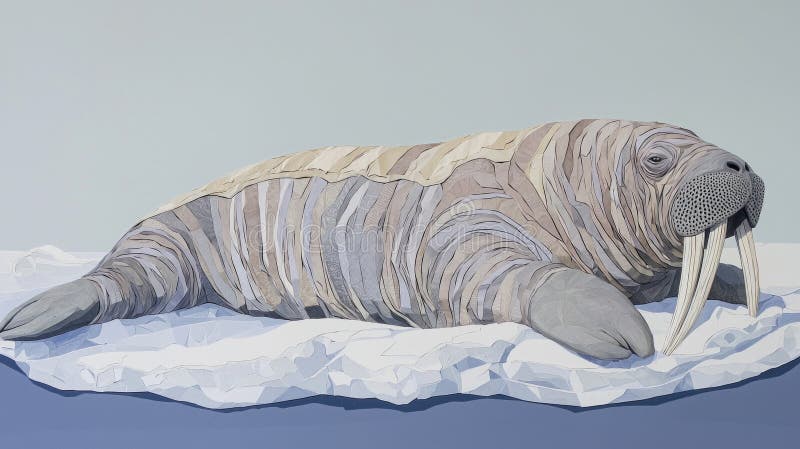 Artistic Creation Features a Walrus Composed of Layers of Grey and ...