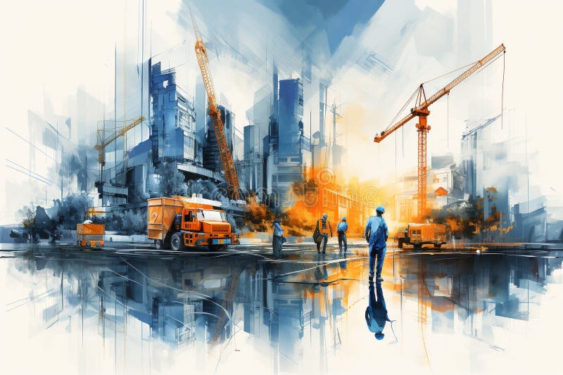 Artistic Creative Background Illustration Featuring Construction ...