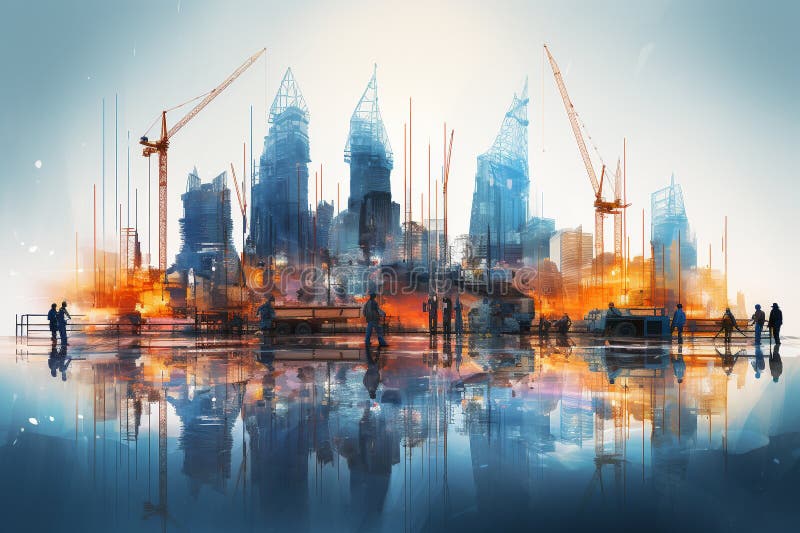 Artistic Creative Background Illustration Featuring Construction ...