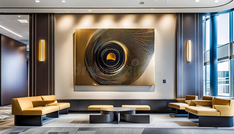 Artistic and Creative Decor of Office Building Lobby with Soft Chairs ...