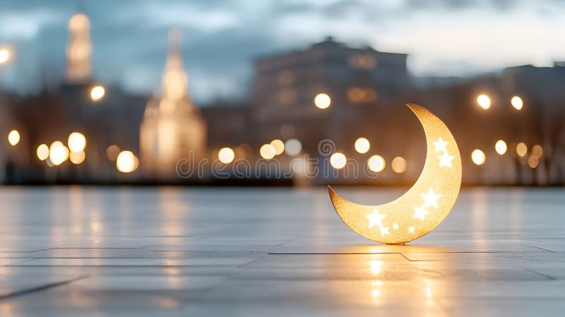 Artistic Crescent Moon Light Display with Star-shaped Cutouts, Placed ...