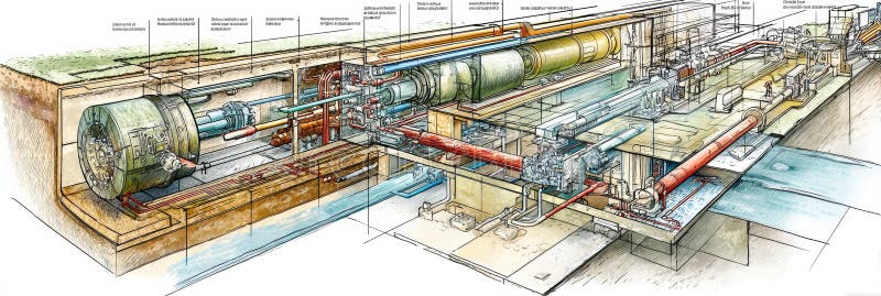 Detailed Artistic Cross Section Underground Fuel System Showing ...