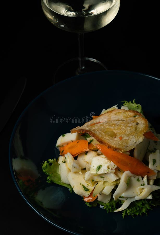 Artistic Culinary Presentation of Salad Stock Image - Image of bread ...