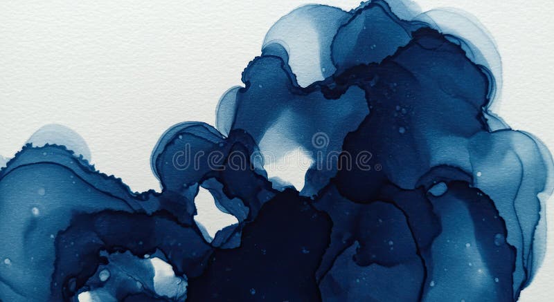 Artistic Cyanotype Style Blue Ink Bleed Abstract Pattern Spreading ...