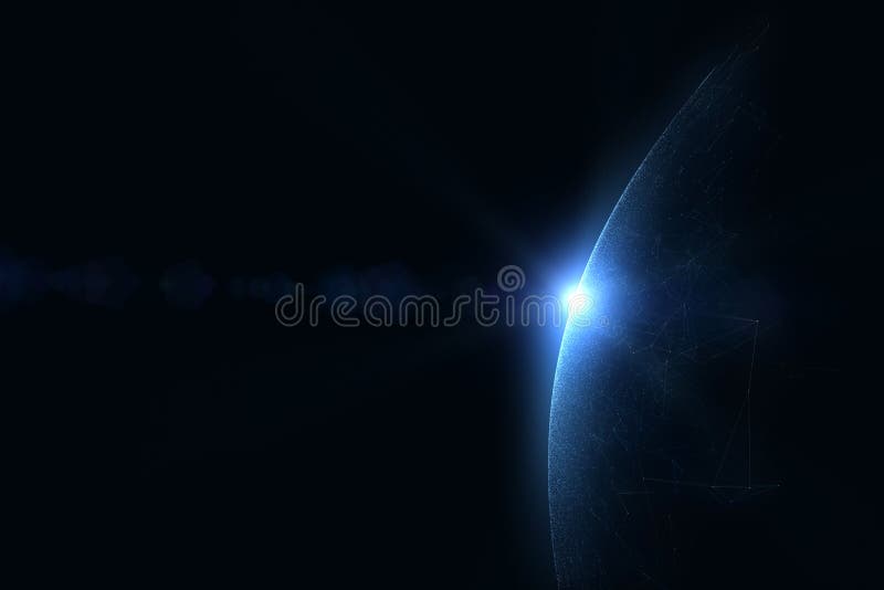Artistic Cyber Space Planet with Sun Light Stock Illustration ...