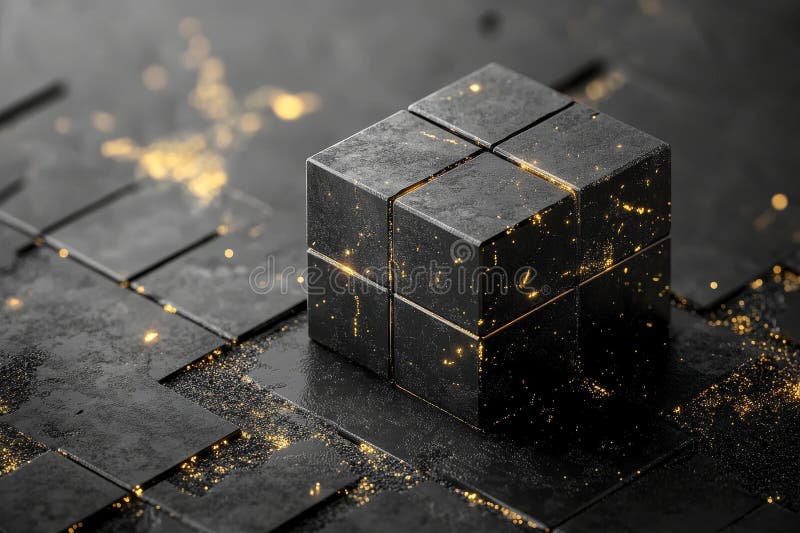 An Artistic 3D Composition of Geometric Shapes, Emphasizing Squares ...