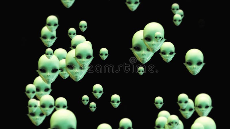 3D Illustration of Alien Faces Stock Illustration - Illustration of ...