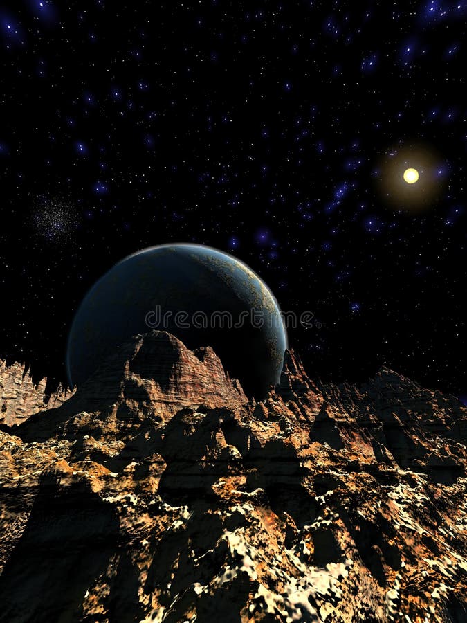 3D Illustration of a Cosmic Scene Stock Illustration - Illustration of ...