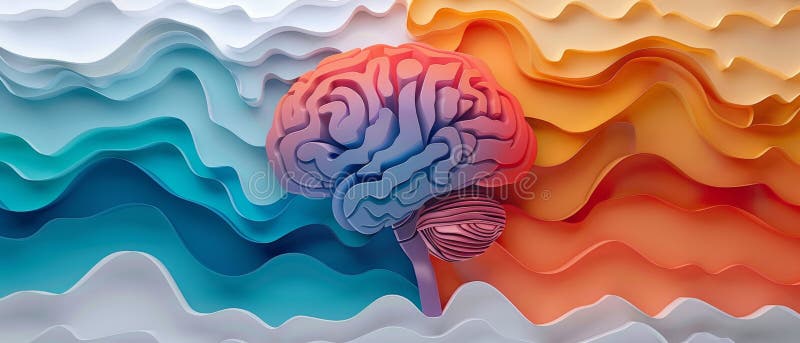 Artistic 3D Paper Brain Symbolizing Mental Wellness and Thought in ...