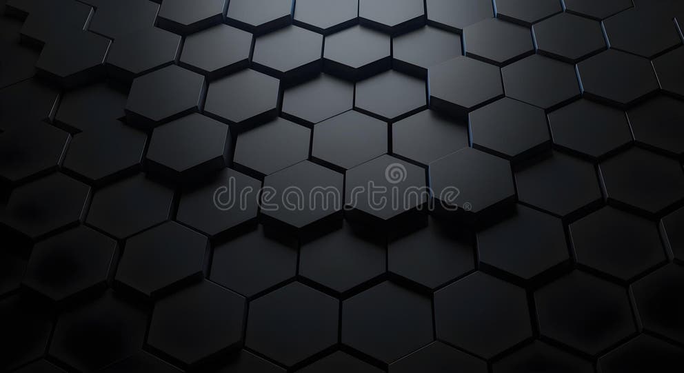 An Artistic 3D Rendering of a Black Hexagon Tiled Surface with ...