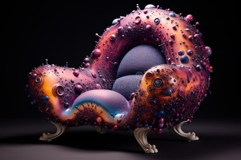 Artistic 3d Rendering of a Futuristic Alien-inspired Sofa on a Dark ...