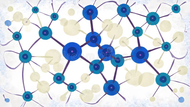 Artistic 2D Rendering of the Matter with Atoms with Blue Shades Stock ...