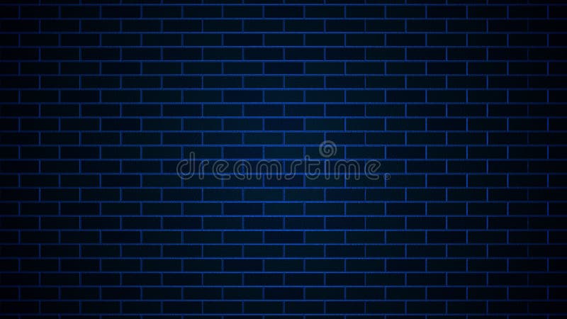 Dark Blue Fluorescent Night Light on Brick Wall Texture Background ...