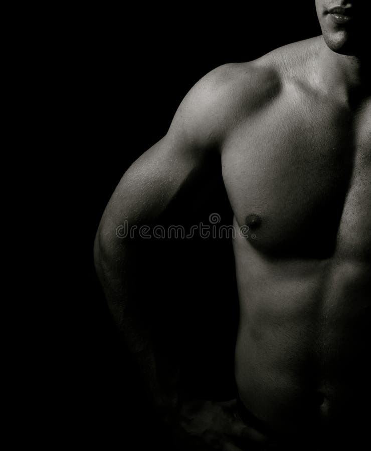 Artistic Dark Portrait of One Muscular Man Stock Image - Image of naked ...