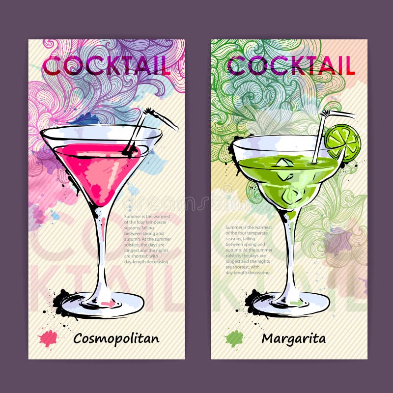 Artistic Decorative Cocktail Menu. Stock Vector - Illustration of ...