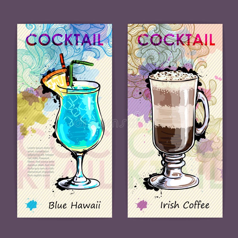 Artistic Decorative Cocktail Menu. Stock Vector - Illustration of ...