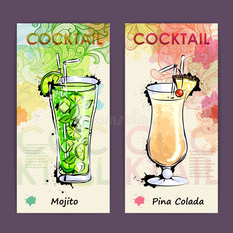 Artistic Decorative Cocktail Menu. Stock Vector - Illustration of ...