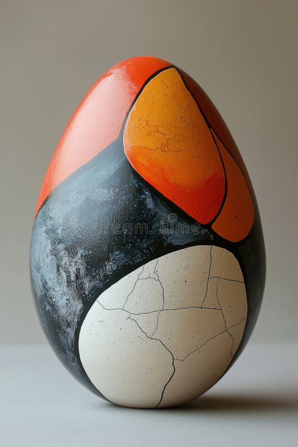 Artistic Decorative Egg Featuring a Unique Abstract Design with Vibrant ...