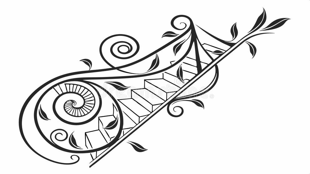 Artistic Decorative Vine with Flowing Leaves and Scroll,like Elements ...