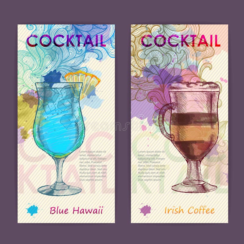 Artistic Decorative Watercolor Cocktail Poster. Stock Vector ...
