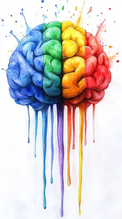 An Artistic Depiction of a Brain with Dripping Paint, Showcasing the ...