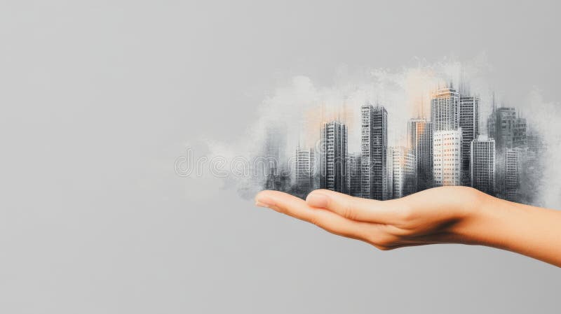 An Artistic Depiction of a Cement Hand Holding a Plot of Land ...