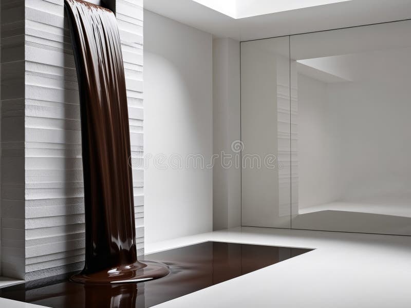 Artistic Depiction of a Chocolate Waterfall Flowing into a Pool of ...