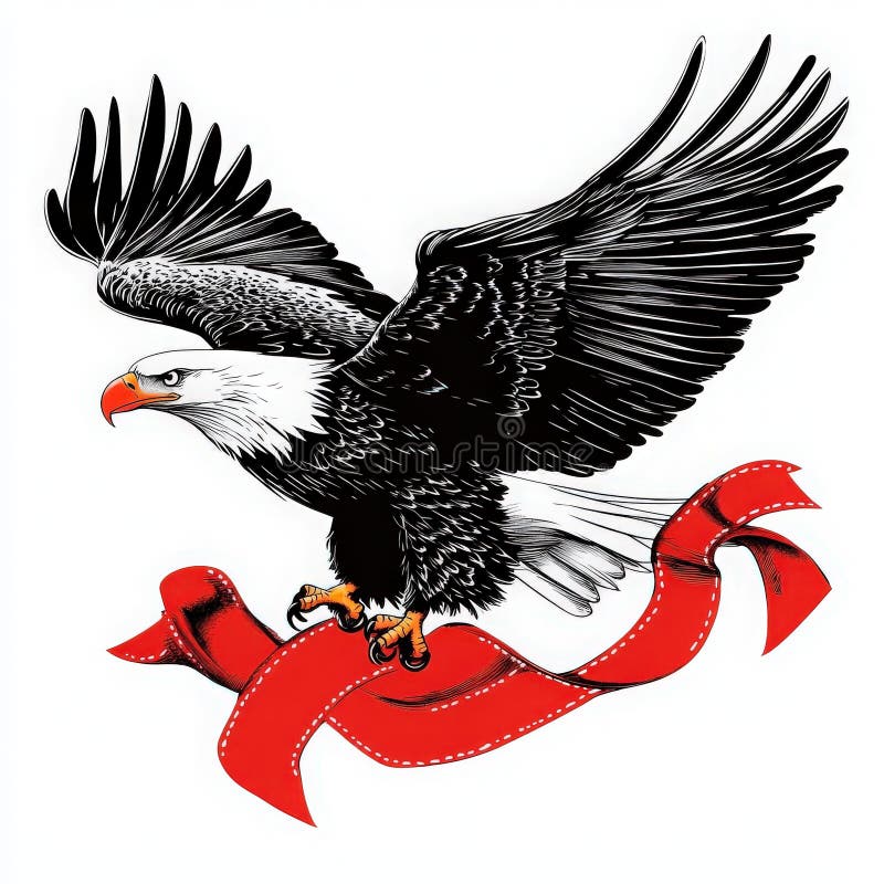 Eagle with Ribbon Generative AI Stock Illustration - Illustration of ...