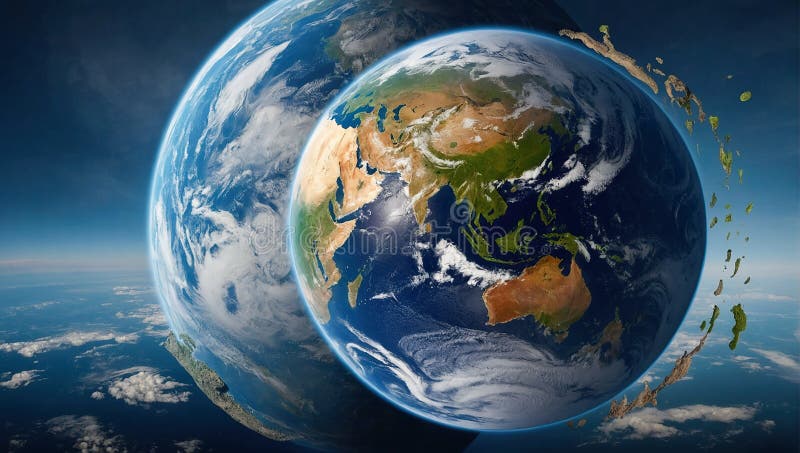 An Artistic Depiction of the Earth Splitting into Two, Representing the ...